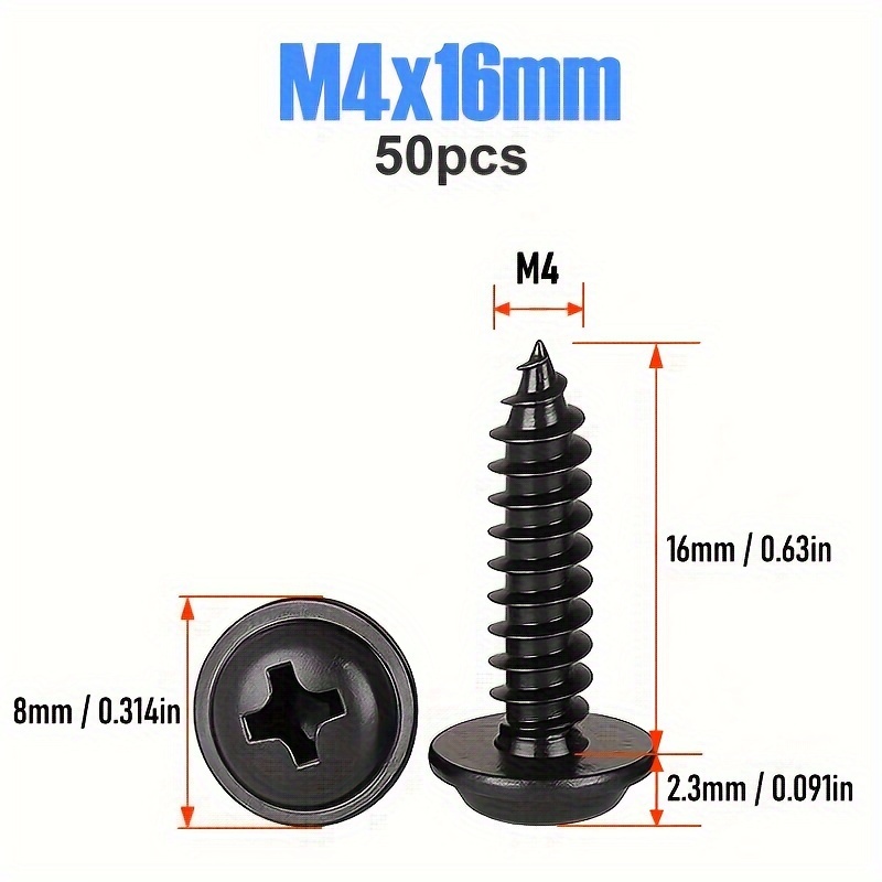M4 Black Carbon Steel Self tapping Screws Round Head - Temu