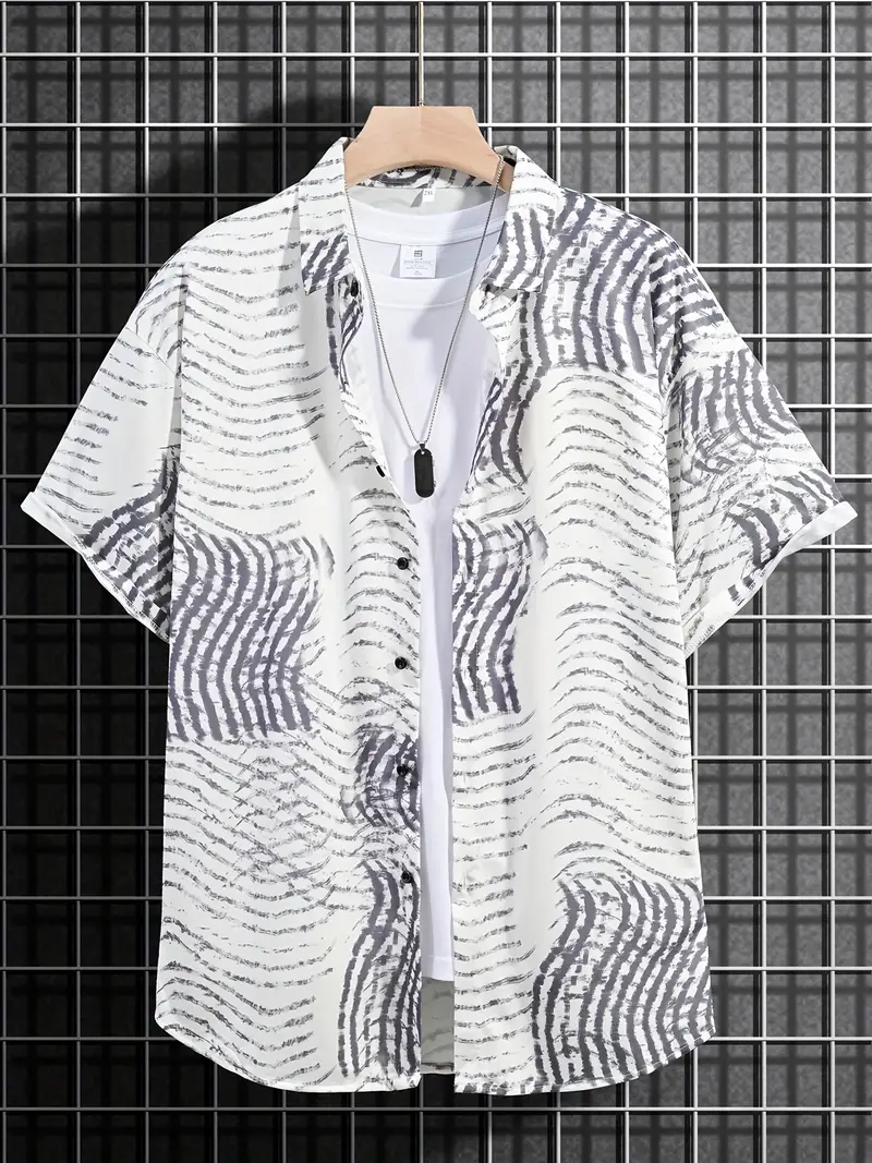 Plus Size Mens Creative Pattern Graphic Print Shirt Summer Temu New