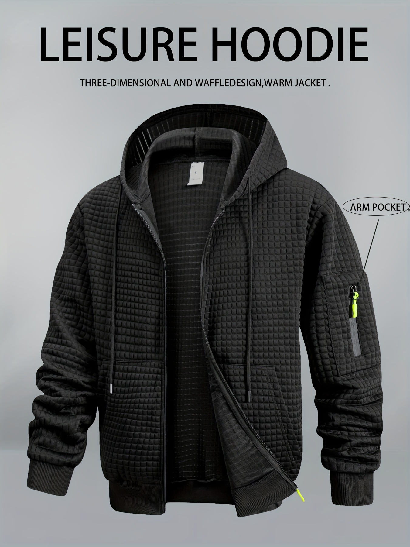 mens zip up hoodie sold on Temu United States