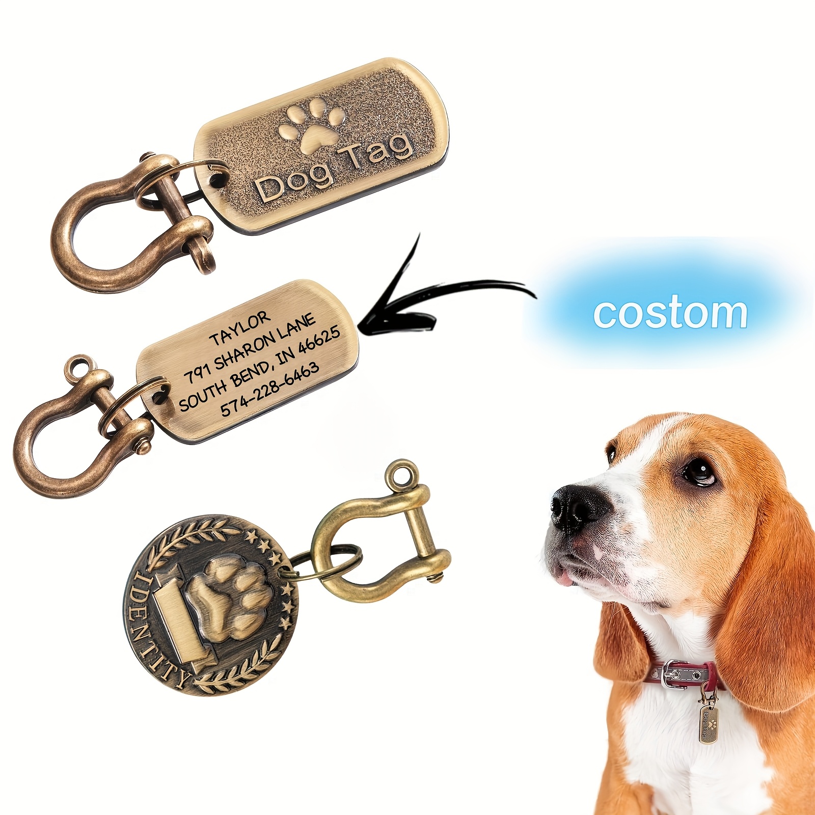 dog name tags sold on Temu United States