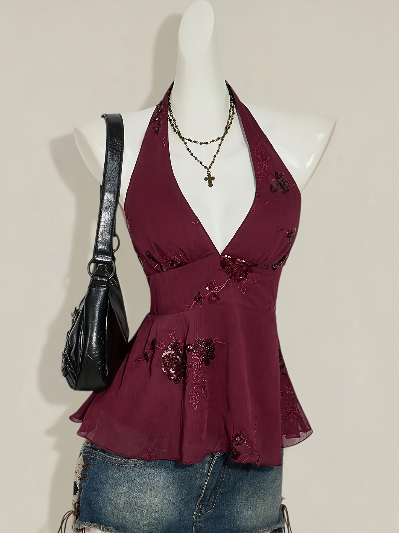 red halter top sold on Temu United States