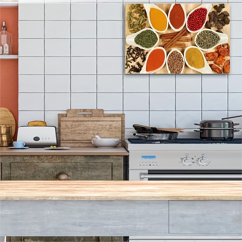 ( Framed) Kitchen Wall Decor Spoons Spices Canvas Art - Temu United Kingdom