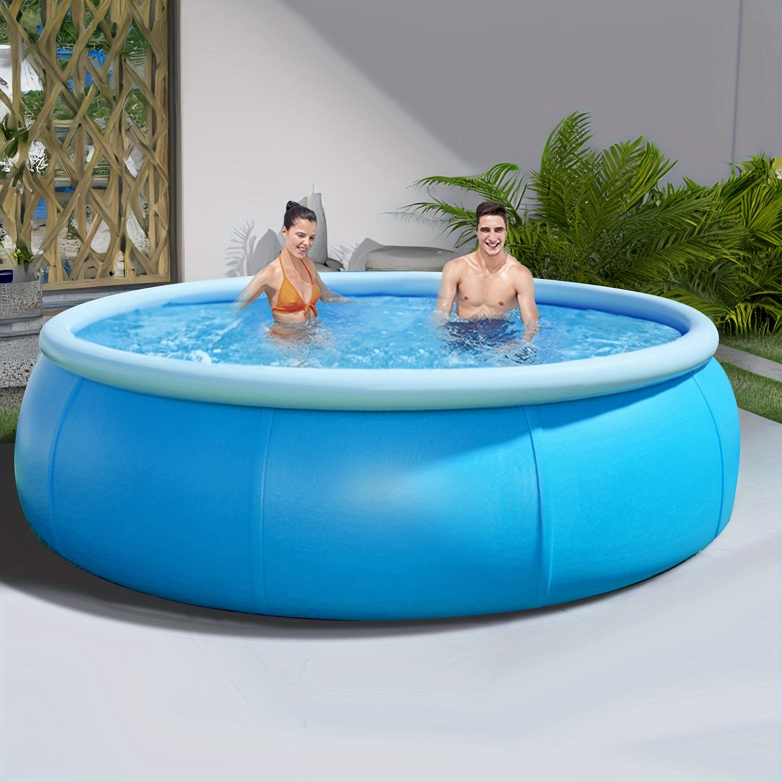Large Round Inflatable Swimming Pool - 118.11in Diameter, 30in Height ...