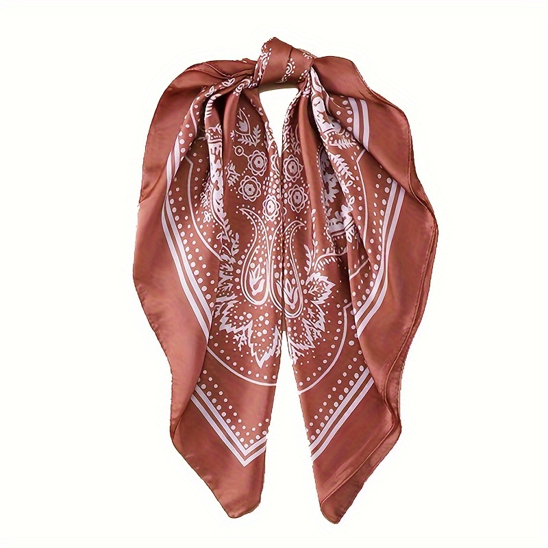 Paisley Print Square Scarf Simulated Silk Thin Neck Scarf - Temu New ...