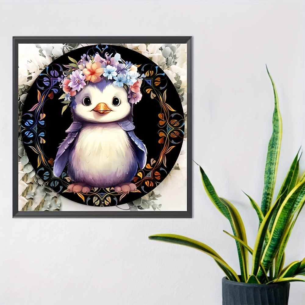 Flower Penguin Creative Pattern Diy Diamond Art - Temu United