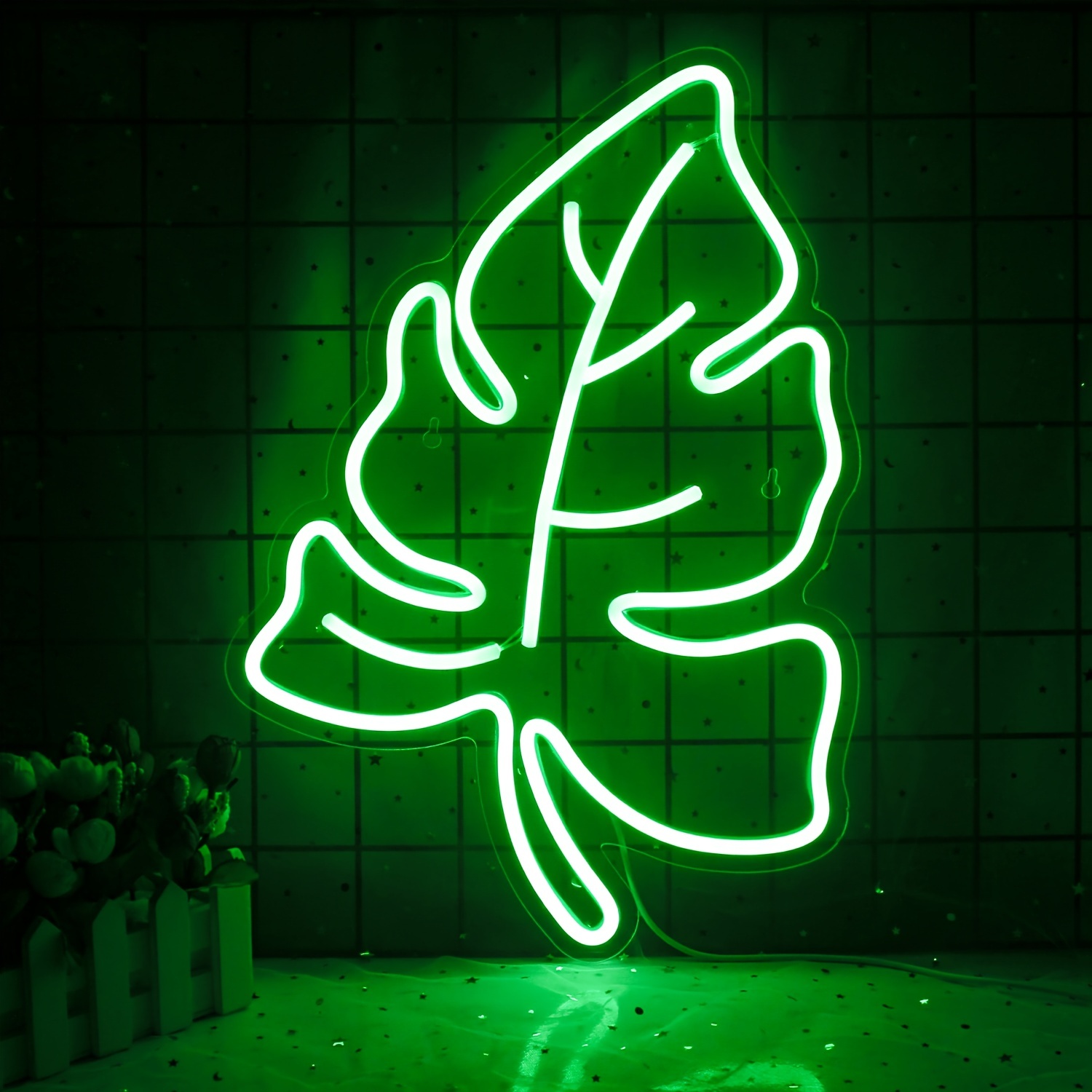 chic green leaves led neon sign usb powered - Temu Canada