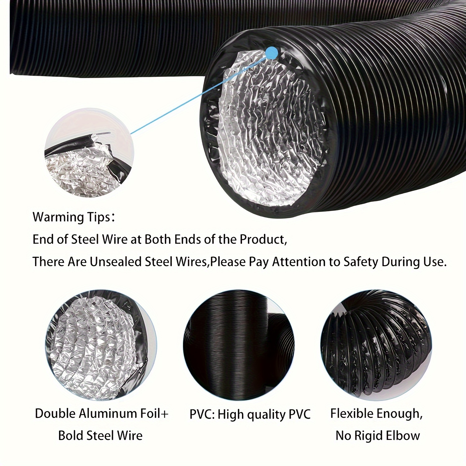 Drying Ventilation Hose Includes 2 Clips Flexible Aluminum - Temu