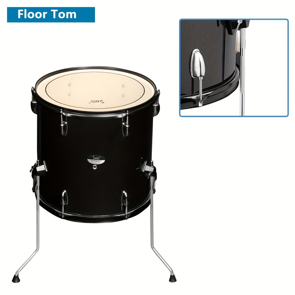 Full Size Adult Drum Set 5-piece Black With Bass Drum, Two Tom Drum ...