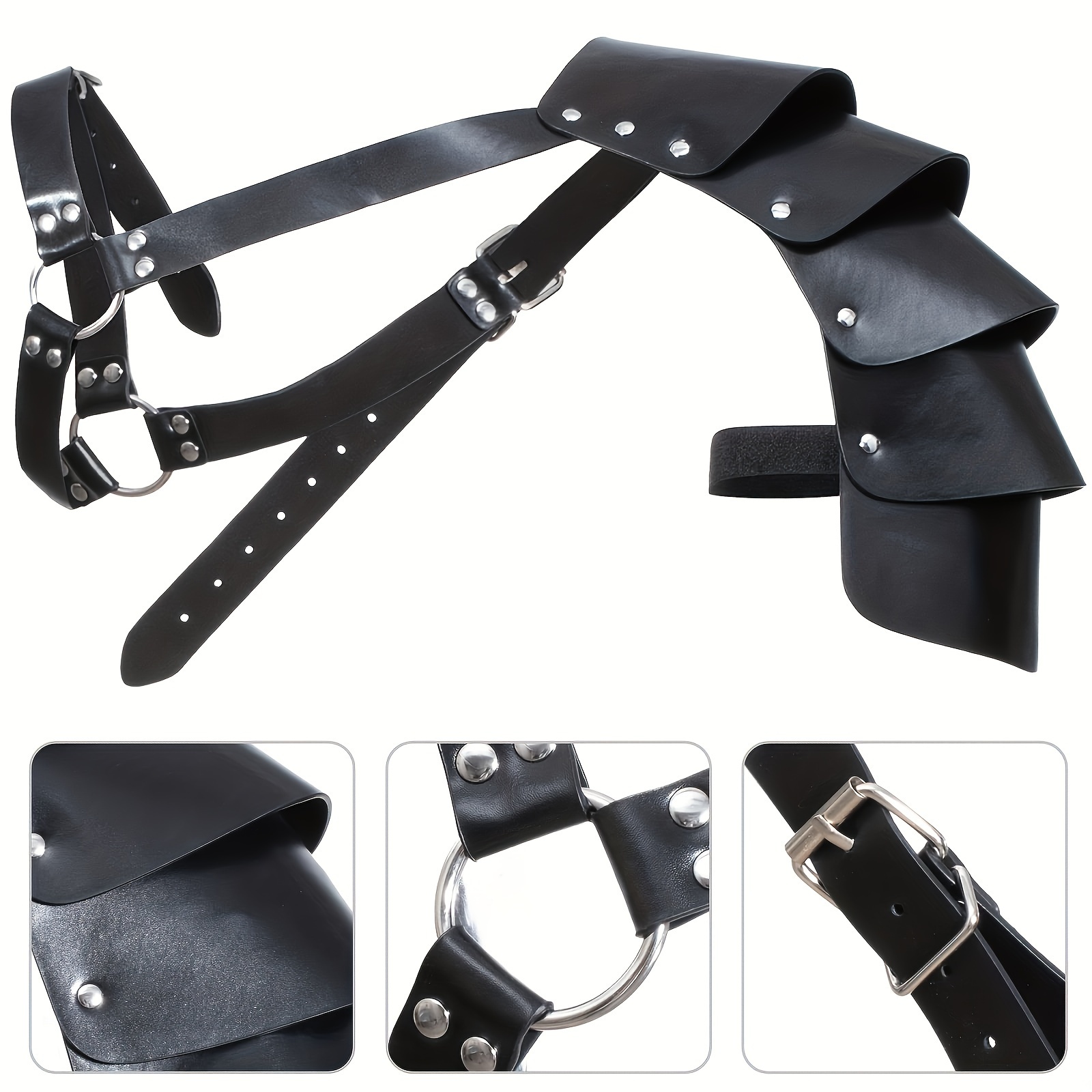 5pcs Sets Medieval Knight Pu Leather Corset Belt Shawl Shoulder And le ...