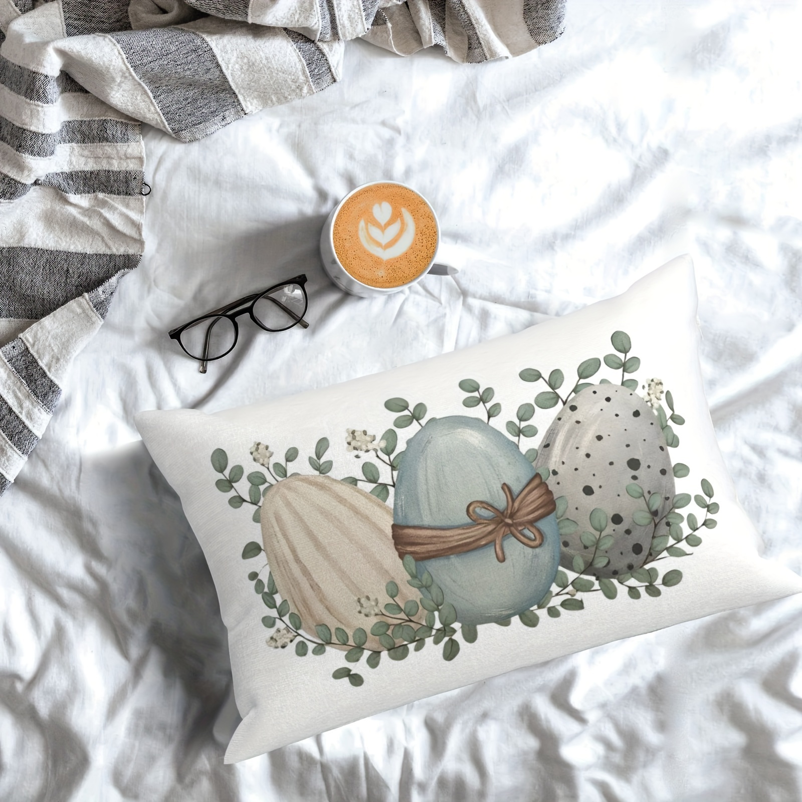 Short Plush Easter Eggs Eucalyptus Throw Pillow Cover Spring - Temu ...