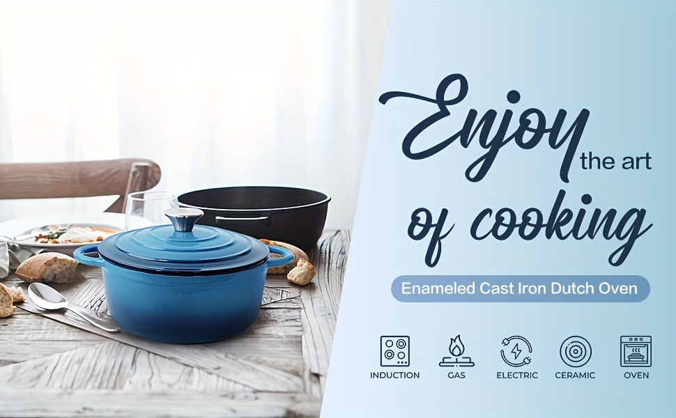 4.5 Qt/ Cast Iron Dutch Oven Enamel Coated Cookware Pot Self - Temu