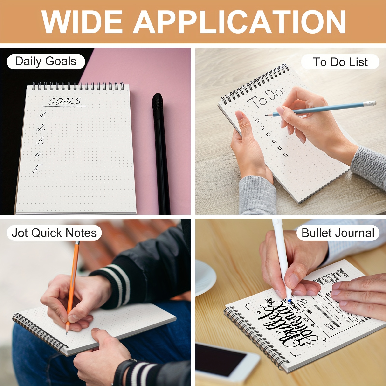 A5 Spiral Notebook Set Dot Grid Hardcover Journals 140 Pages - Temu