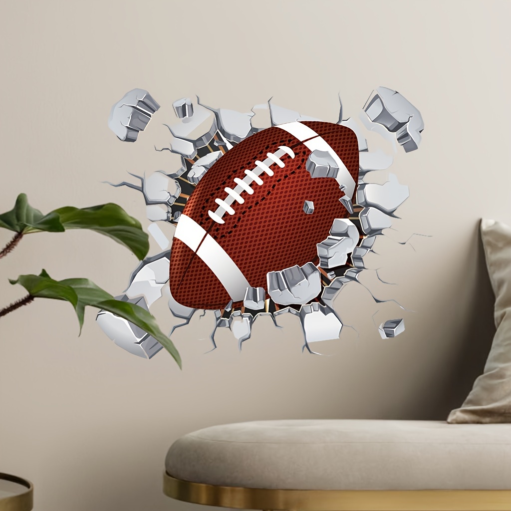 3d Breaking Wall Rugby Decorative Sticker Self adhesive - Temu