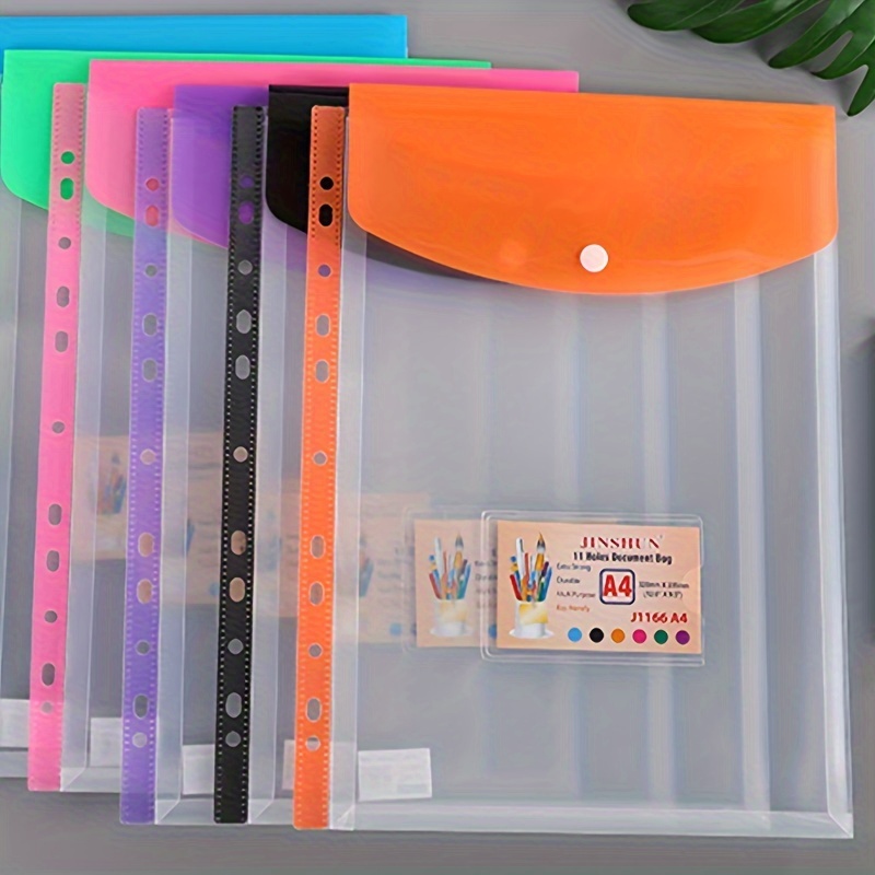 A4 Size Color Transparent File Storage Bag Binding 11 Holes - Temu