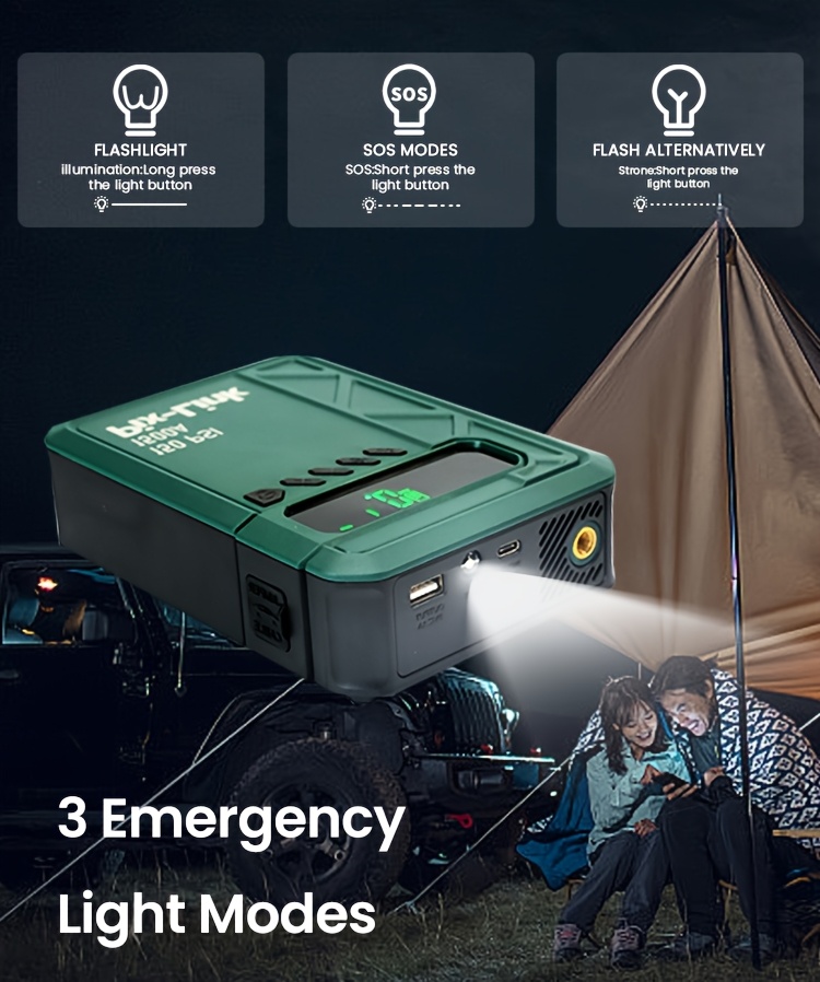 5 in 1 portable car jump starter with air compressor 10000mah power ...