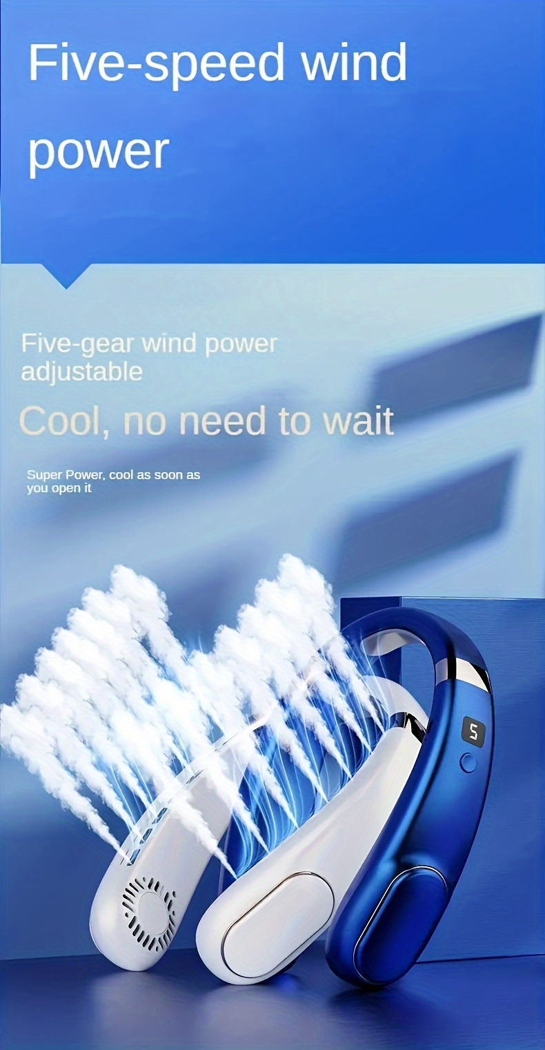 Portable Neck Fan Digital Display Bladeless Quiet Usb - Temu Greece