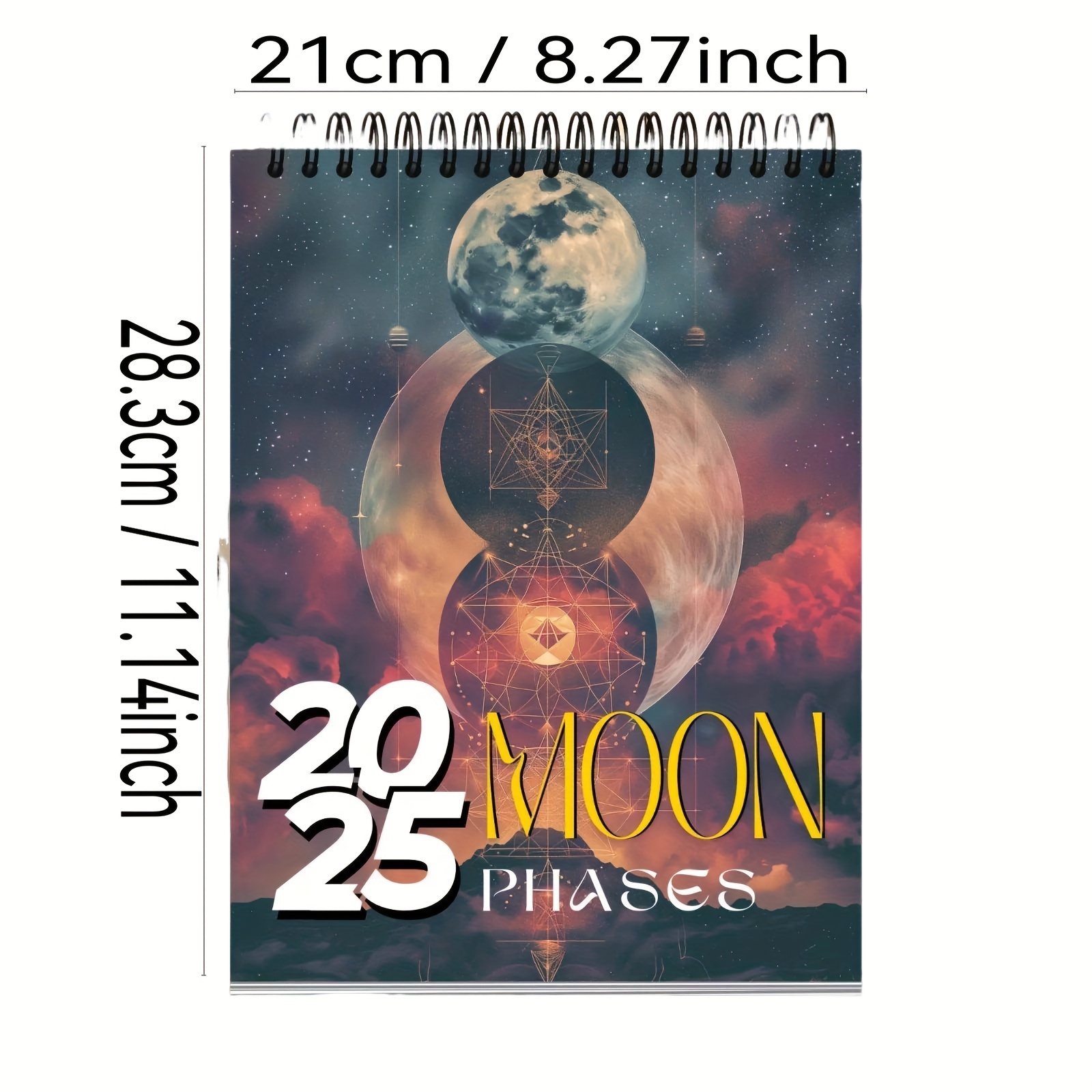 Kalendar Mesečevih za 2025 2026 Spiralni Planer za Sto - Temu