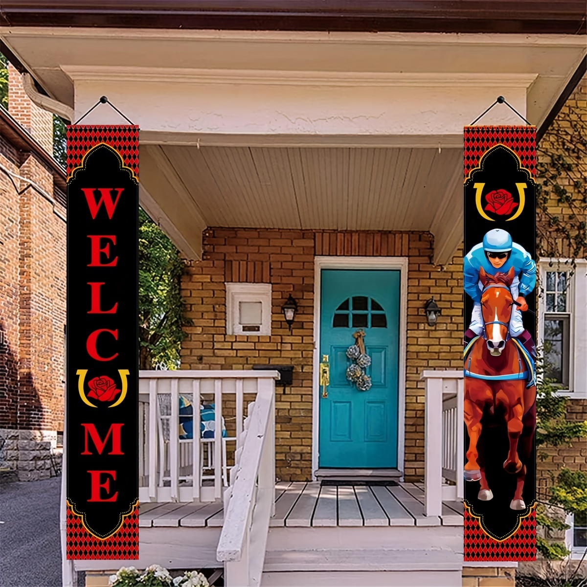 Welcome Banners Run Rose Horse Race Decor - Temu