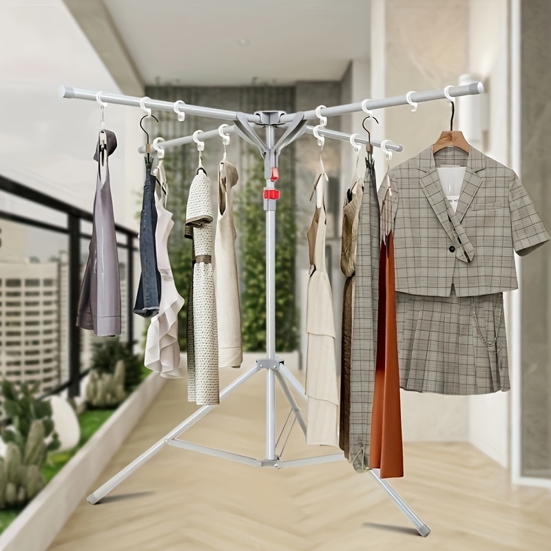 1pcs Foldable Metal Clothes Drying Rack, Adjustable Height, Portable ...