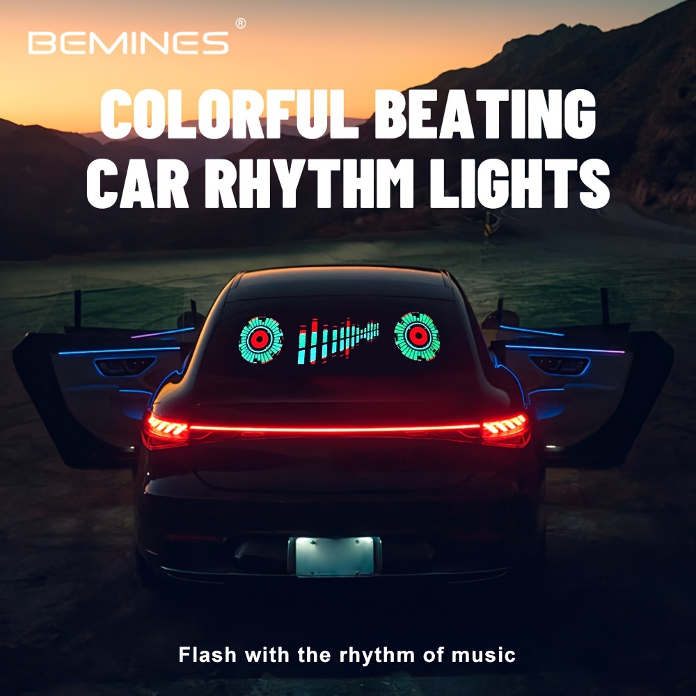 Car Modified LED Ambient Light Rear Window Sound Control Modified Car Interior Decoration Light Induction Car mounted LED Light