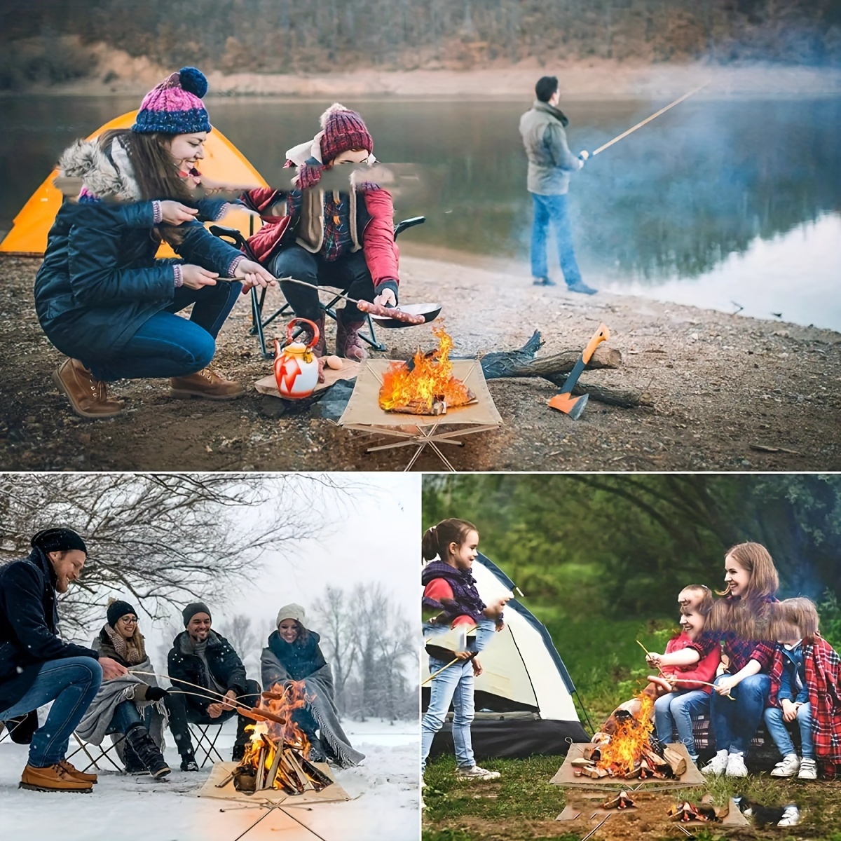 Portable Fire Pit Folding Campfire Rack Folding Firewood Rack Outdoor ...