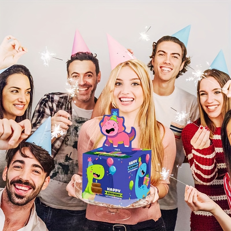 Birthday Money Pull Box Gift Set Pink Dinosaur Topper Pull - Temu