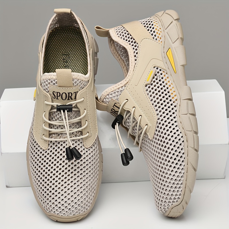 Breathable Sneakers Men's Solid Mesh Uppers Lace Comfy Soft - Temu Canada