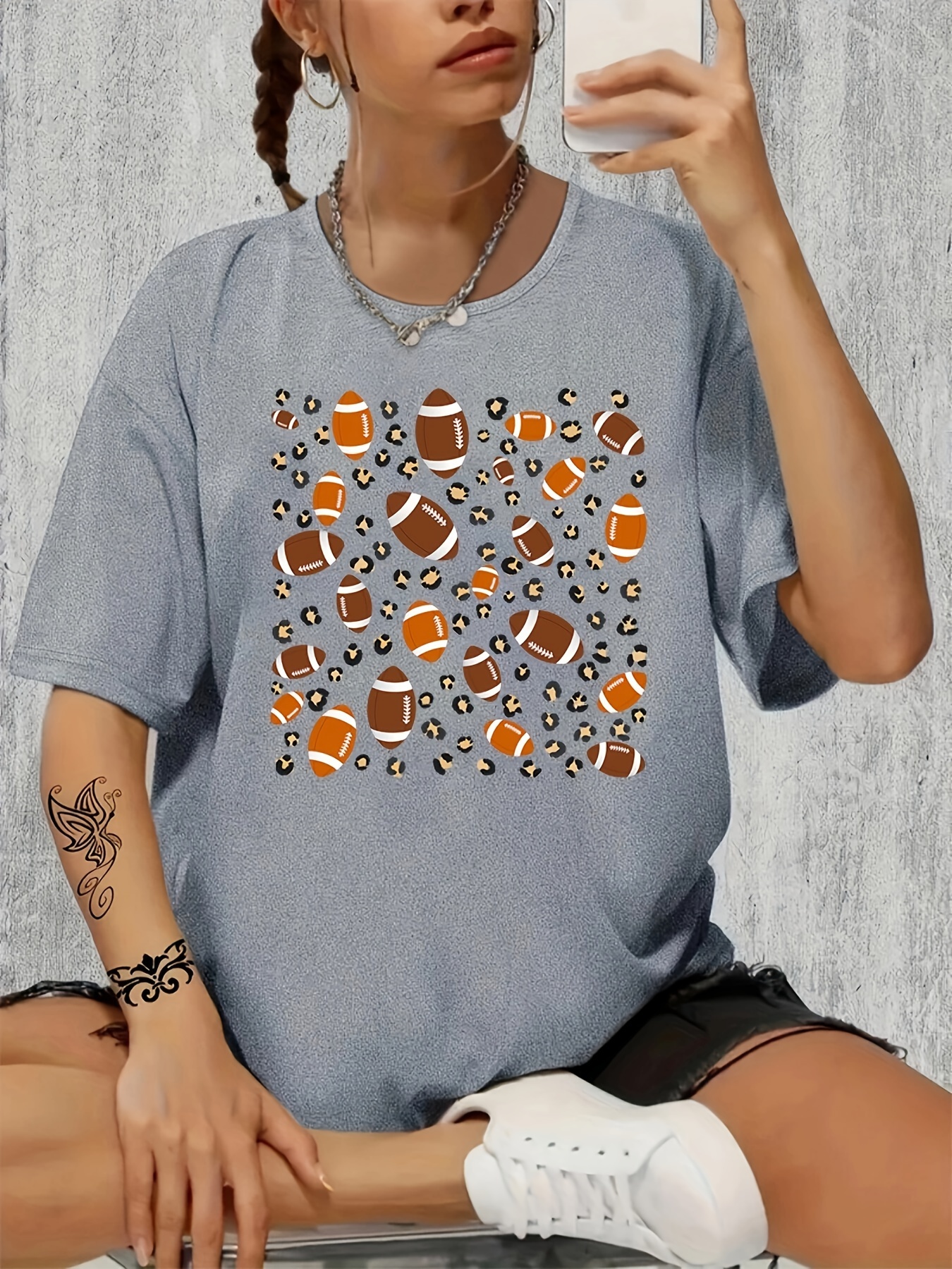 Football Rugby Print Casual Sports T shirt Loose Comfortable - Temu Canada