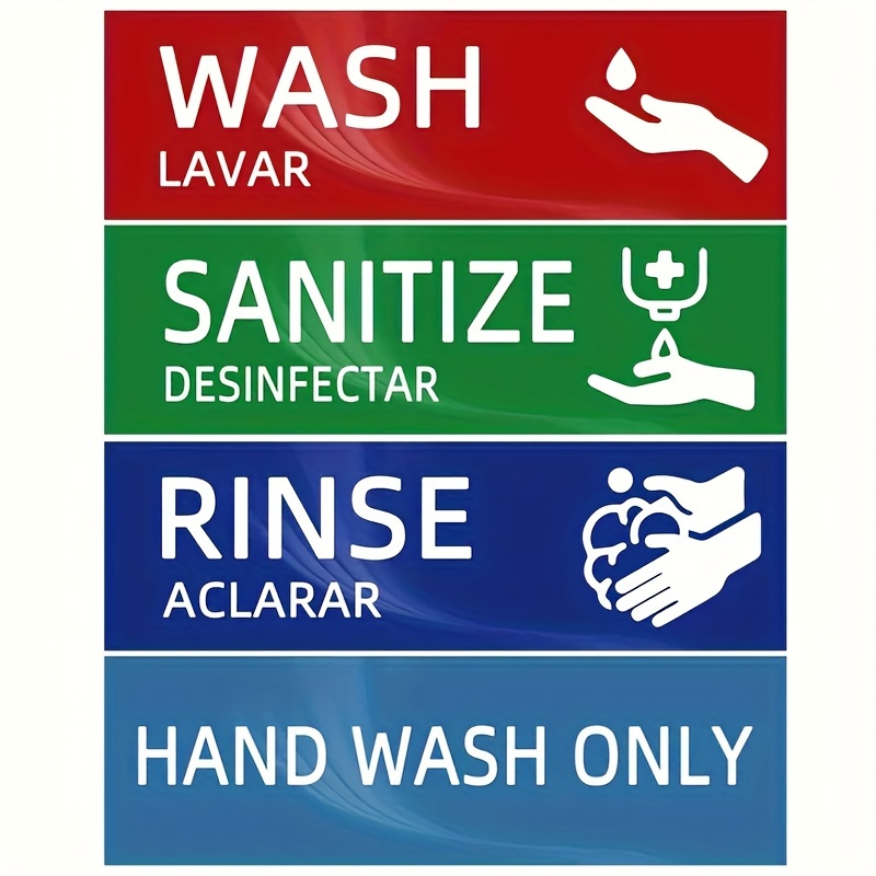 4pcs Washing Flush Disinfection Sink Label Sticker, Hand Washing Sign ...