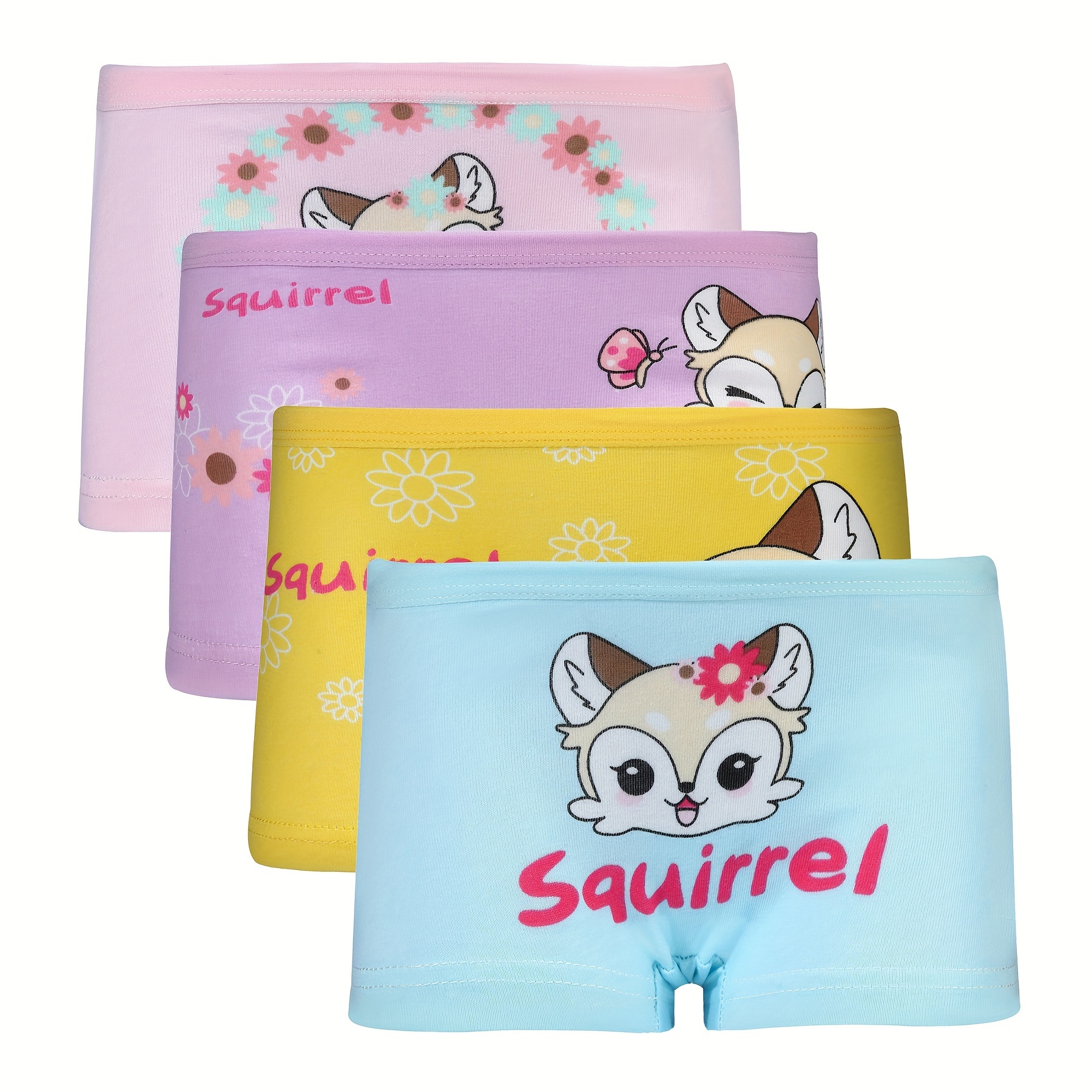 Girls Cotton Briefs Cute Cartoon Squirrel Pattern Print - Temu Australia