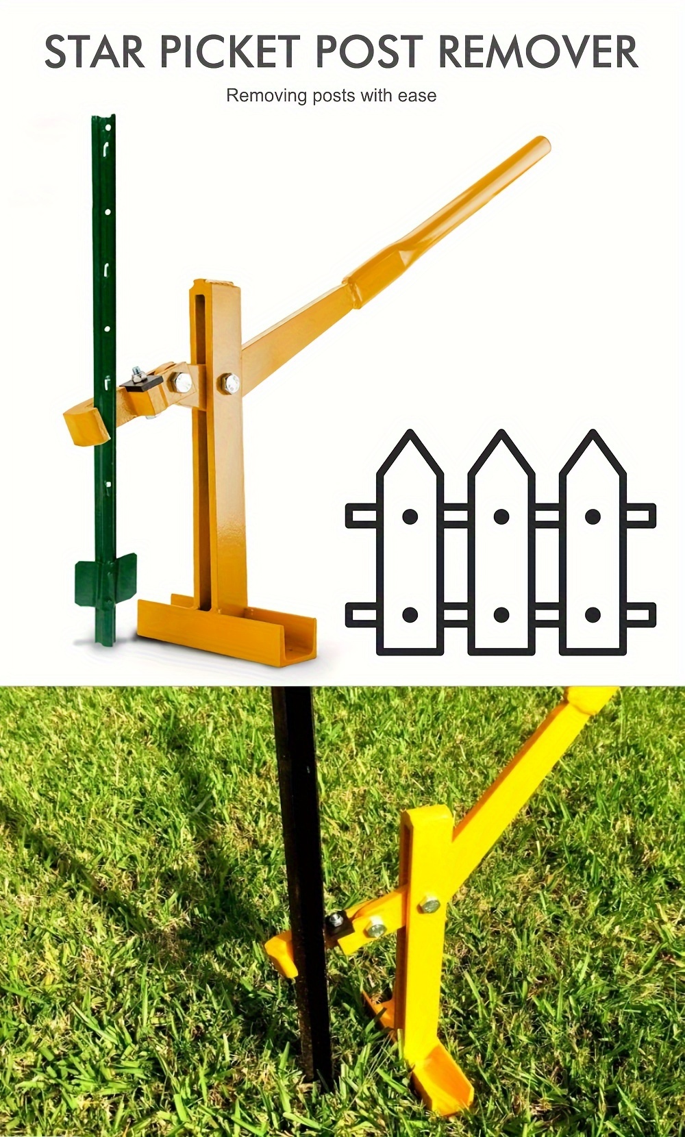 Heavy duty Steel Post Puller Tool Yellow Electric Fence - Temu