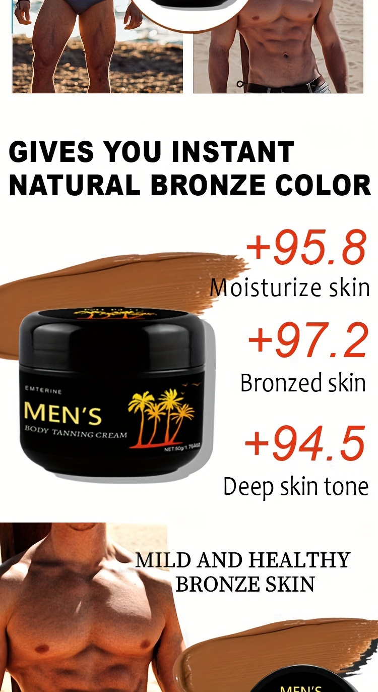Emterine Men's Self-tanning Cream - Sunless Bronze Glow For Face & Body ...