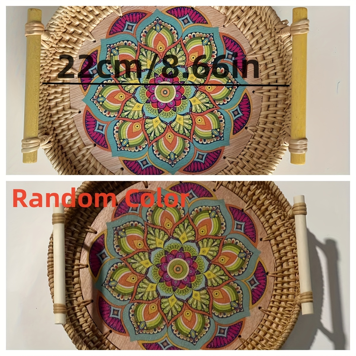 vintage rattan weaving shell tray handmade basket wood - Temu Canada