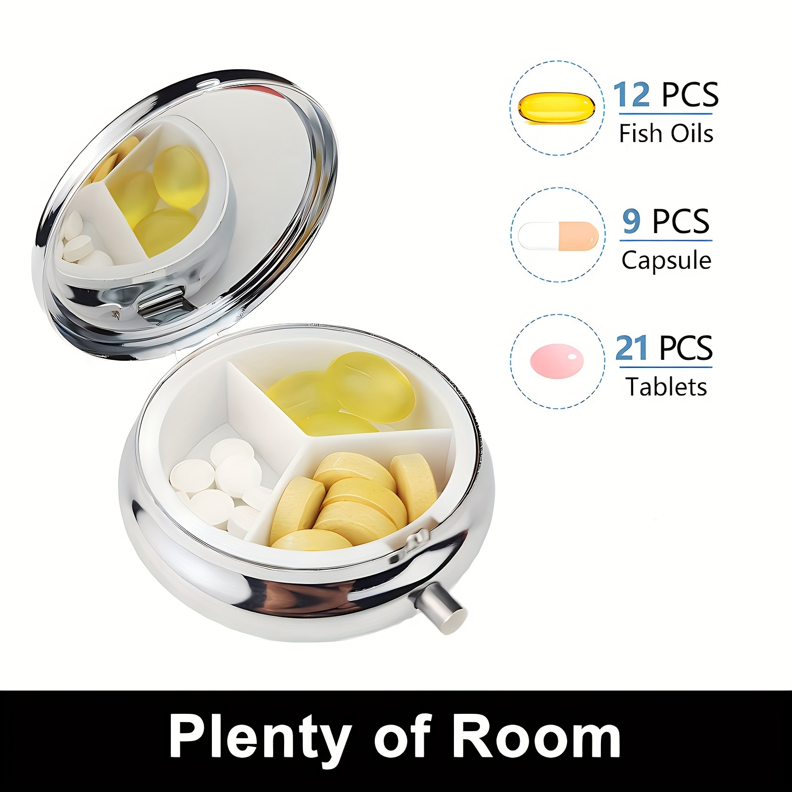 Cute Puppy-themed Metal Round Pill Box With 3 Compartments - Compact ...