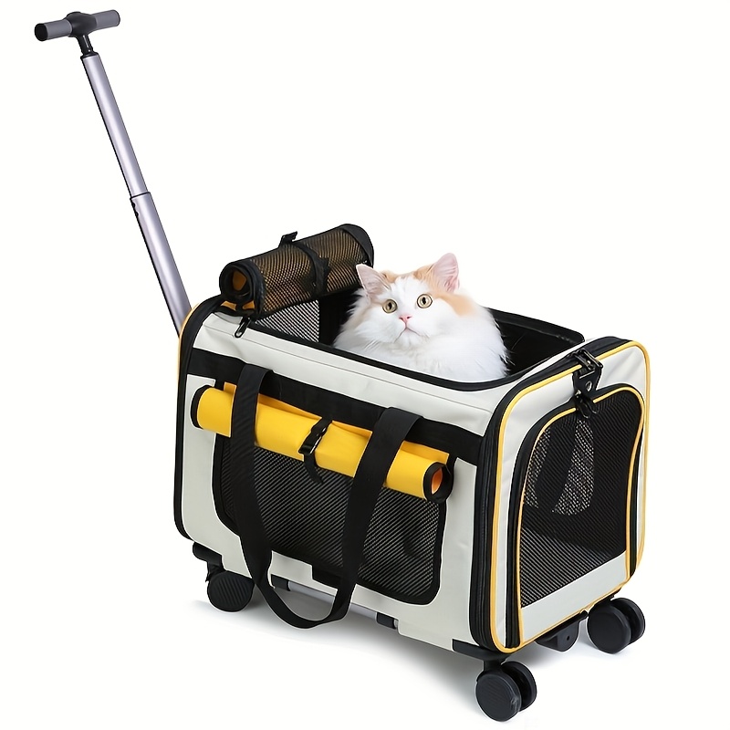 Round Cat Carrier Pet Carrier With Wheels – Airline Approved – Rolling ...