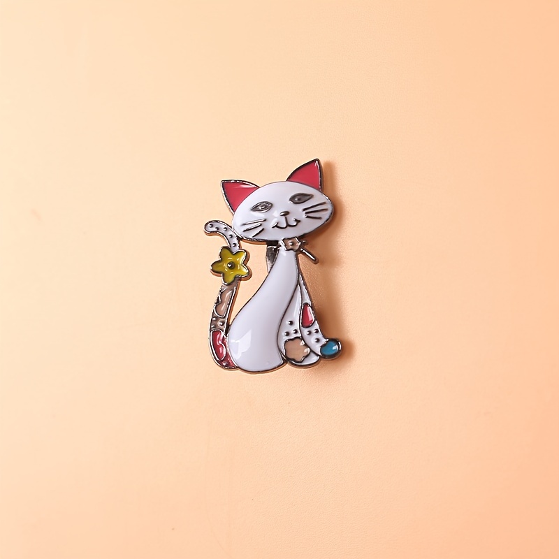 Colorful Cat Pattern Brooch Cartoon Enamel Pin Paint Badge - Temu ...