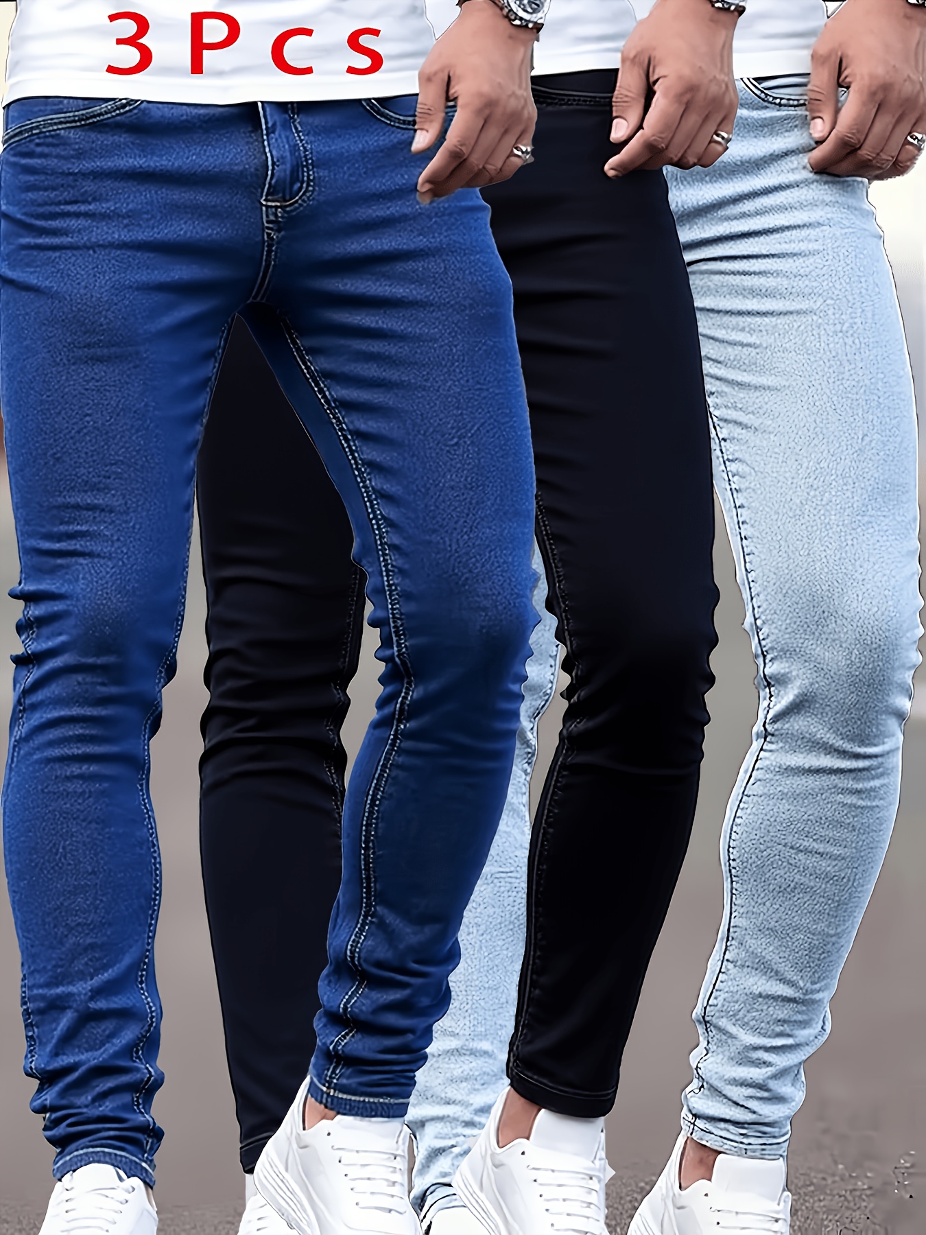 blue jeans pants men sold on Temu United States