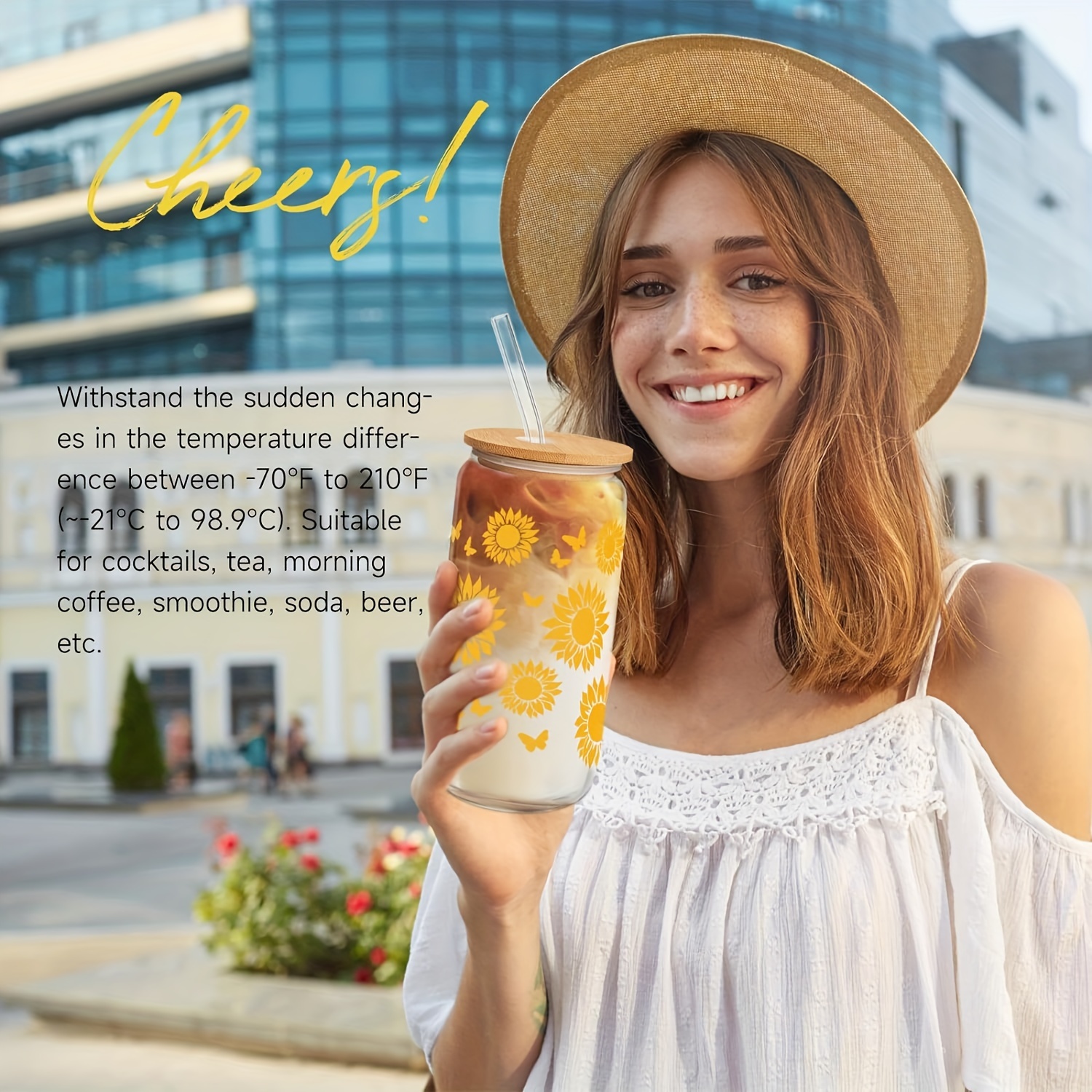 قطعة واحدة، كوب للشرب على شكل فراشة عباد الشمس مع غطاء وقش، - Temu Kuwait