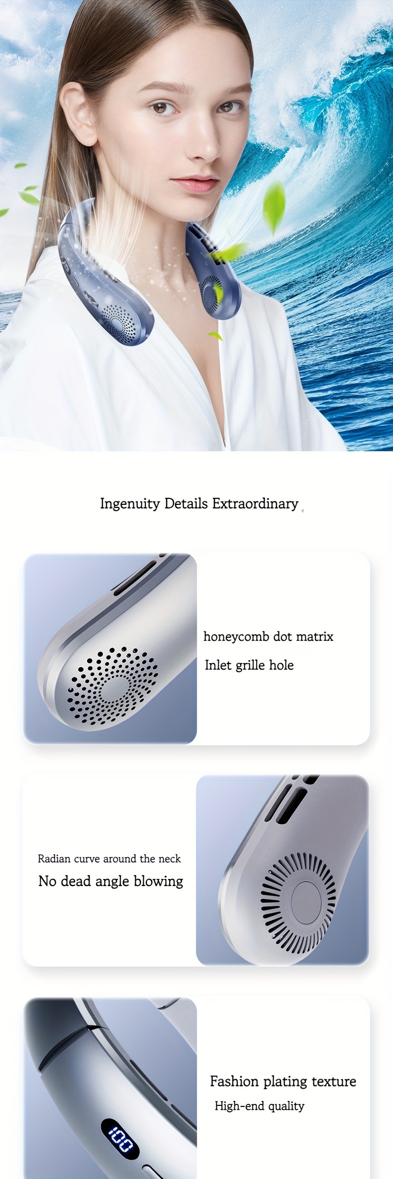 New 2024 Neck hanging Fan Cooling Function Mini Portable Air - Temu ...