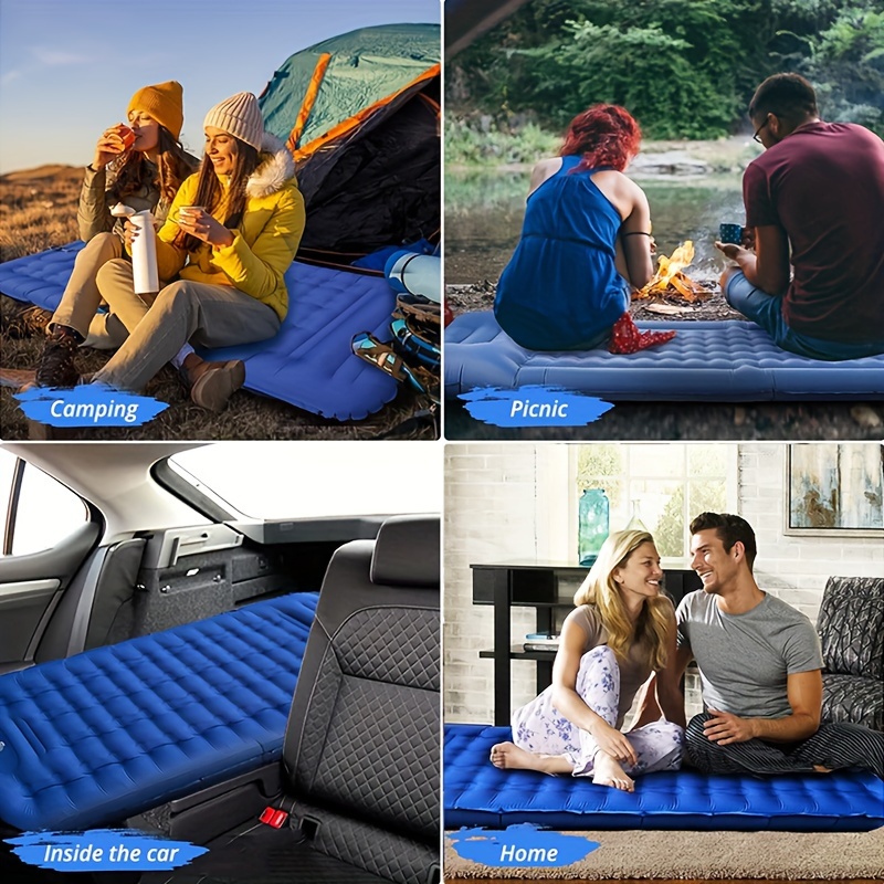 10.16cm Ultra Thick Camping Mattress Pad With Unique Drawstring Support Self Inflating Sleeping Pad With Built in Pillow And Pump Camping Sleeping