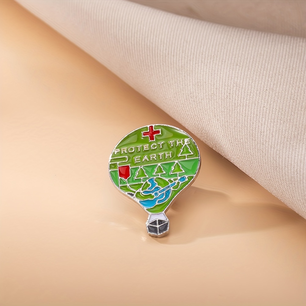 Cute Environment Theme Brooch Plants Hot Air Balloon Metal - Temu Canada