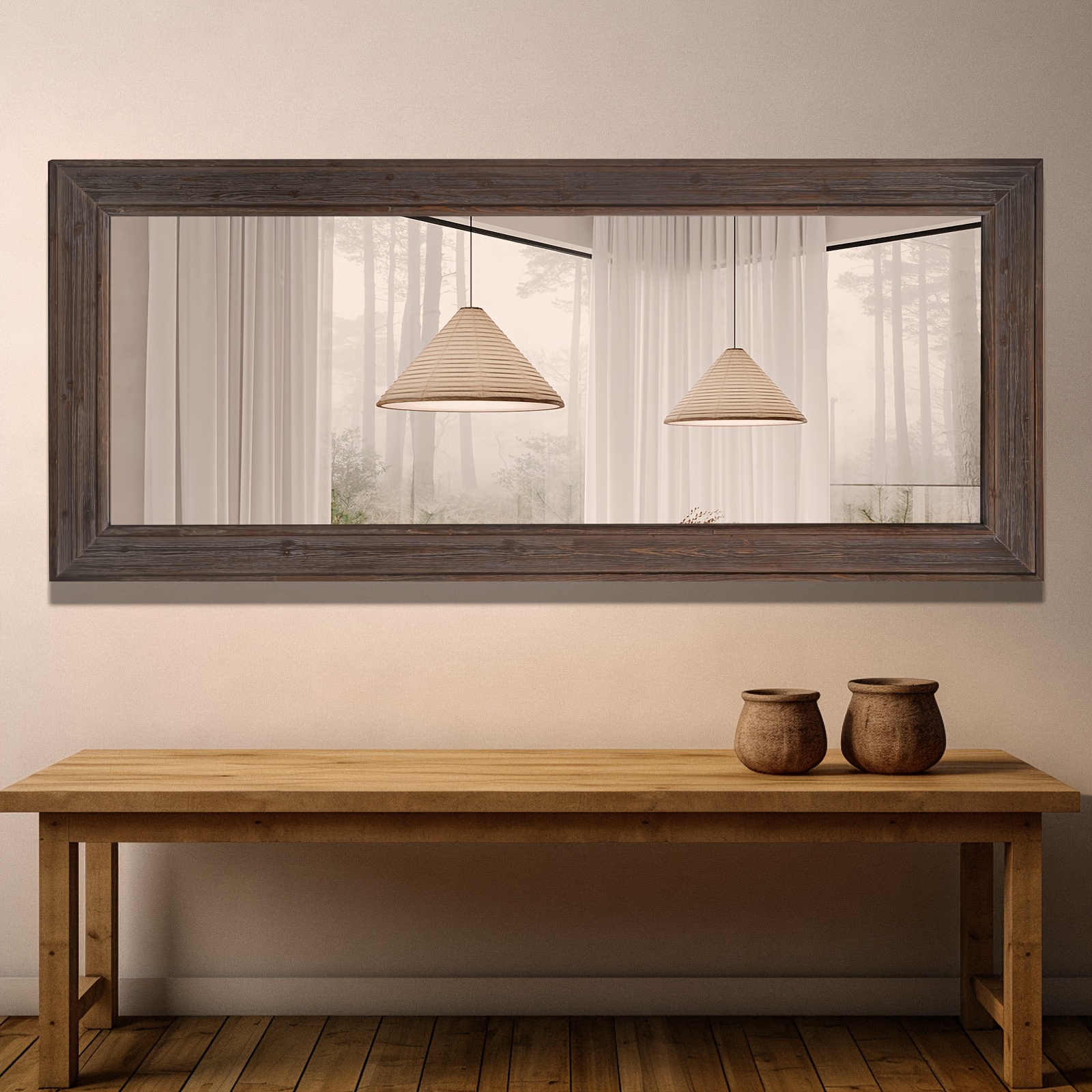 Full Length Mirror Rustic Wood Framed Farmhouse Wall Mounted - Temu