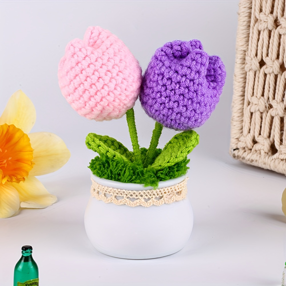 Handcrafted Crochet Tulip Lily Valley Bouquet Knitted - Temu
