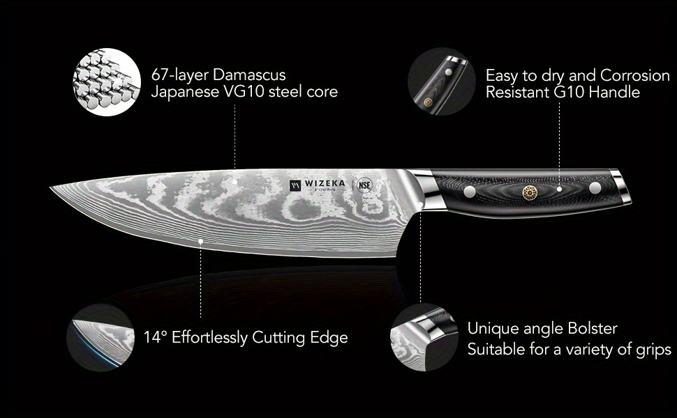 Damascus Knife Set Kitchen Knife Set Made - Temu