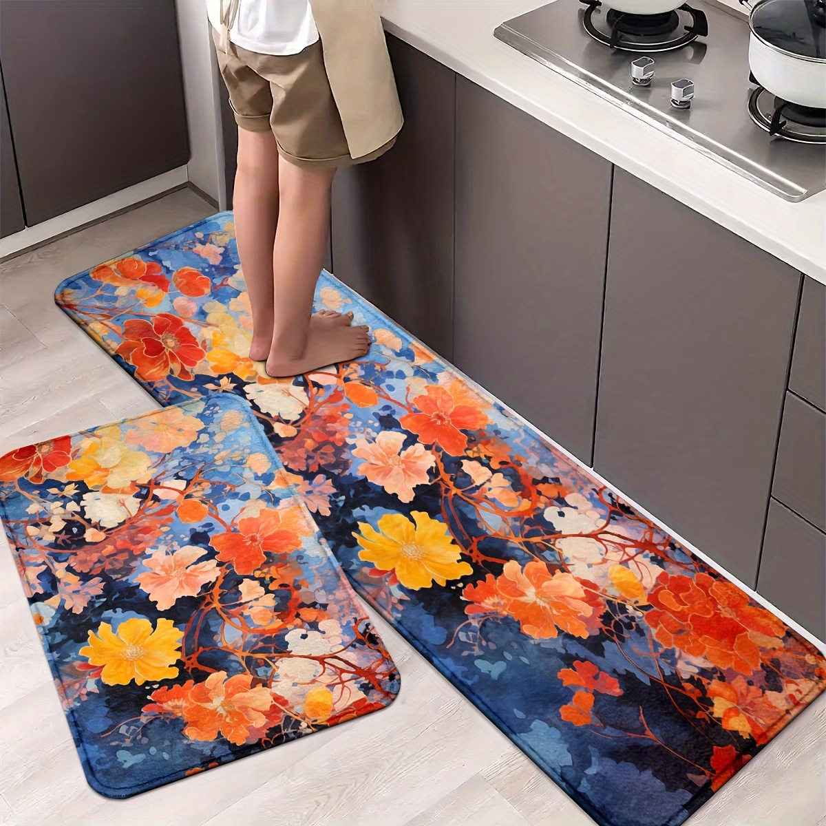 Boho Kitchen Rug Non slip Durable Floor Mat Comfortable - Temu Ireland