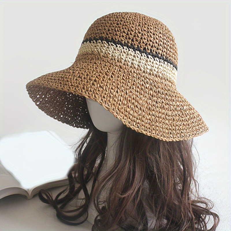 Summer Women Braided Foldable Sun Hat Beach Holiday Sun - Temu United ...