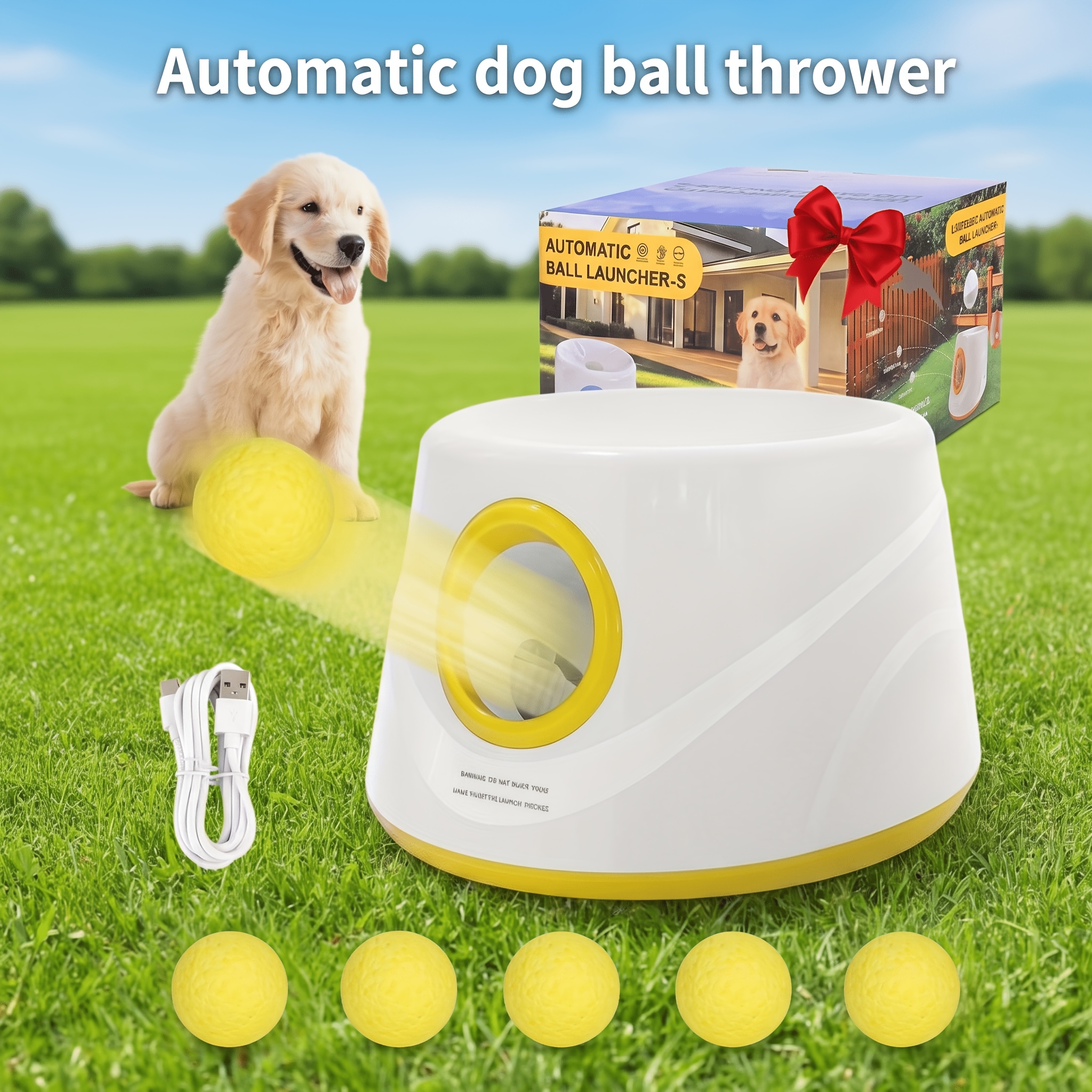 dog ball launcher automatic sold on Temu United States