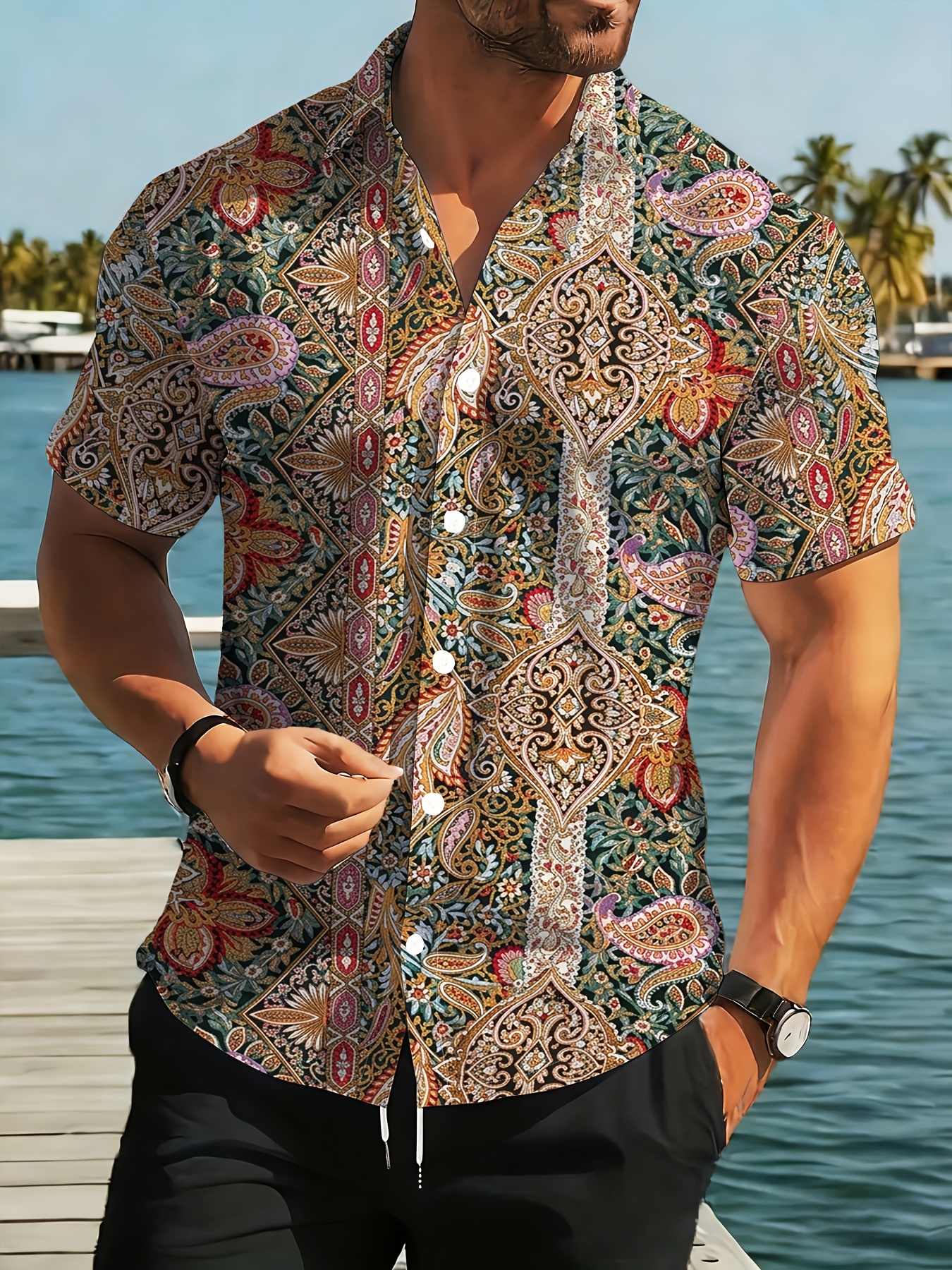 mens paisley shirts sold on Temu United States