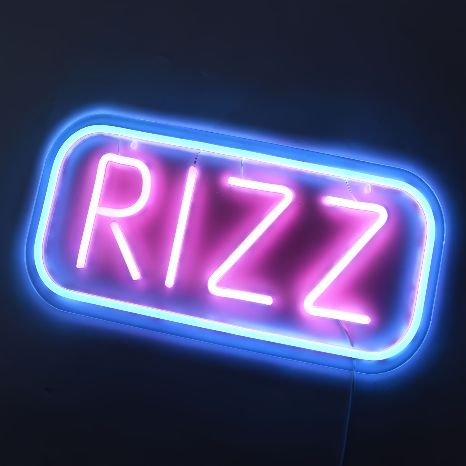 Blue Rizz Neon Sign Usb Acrylic Backing Plate Hanging - Temu Canada