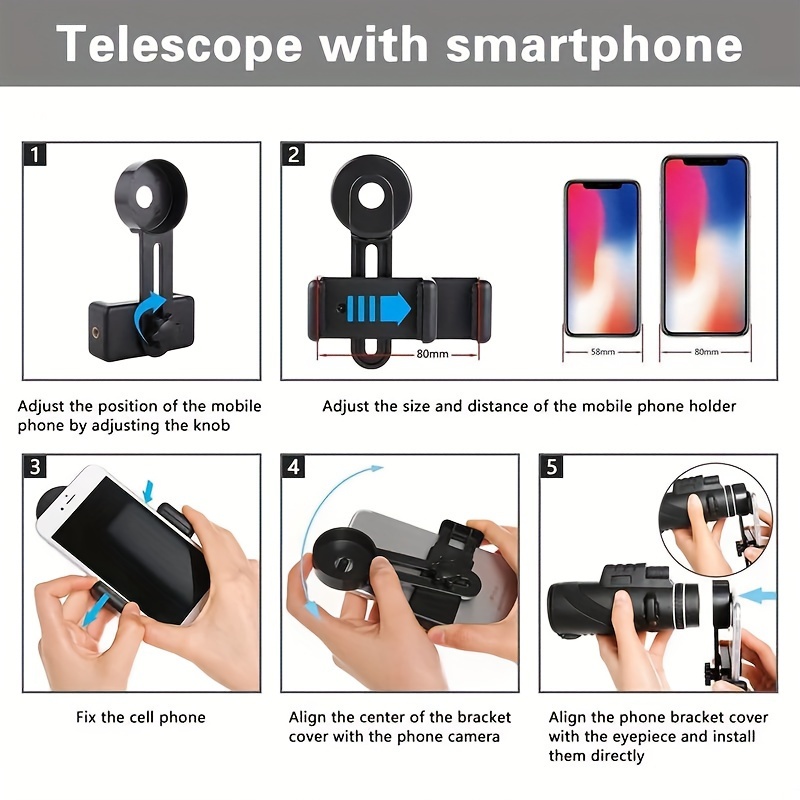 Adult High power Monocular Telescope Equipped Smartphone - Temu
